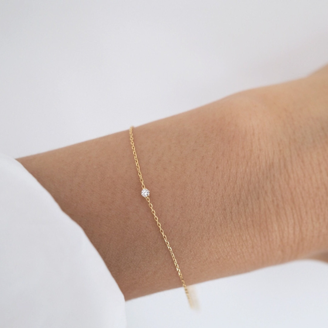 Petite Crystal Gold Bracelet/2mm, Tiny Crystal Bracelet, Dainty ...