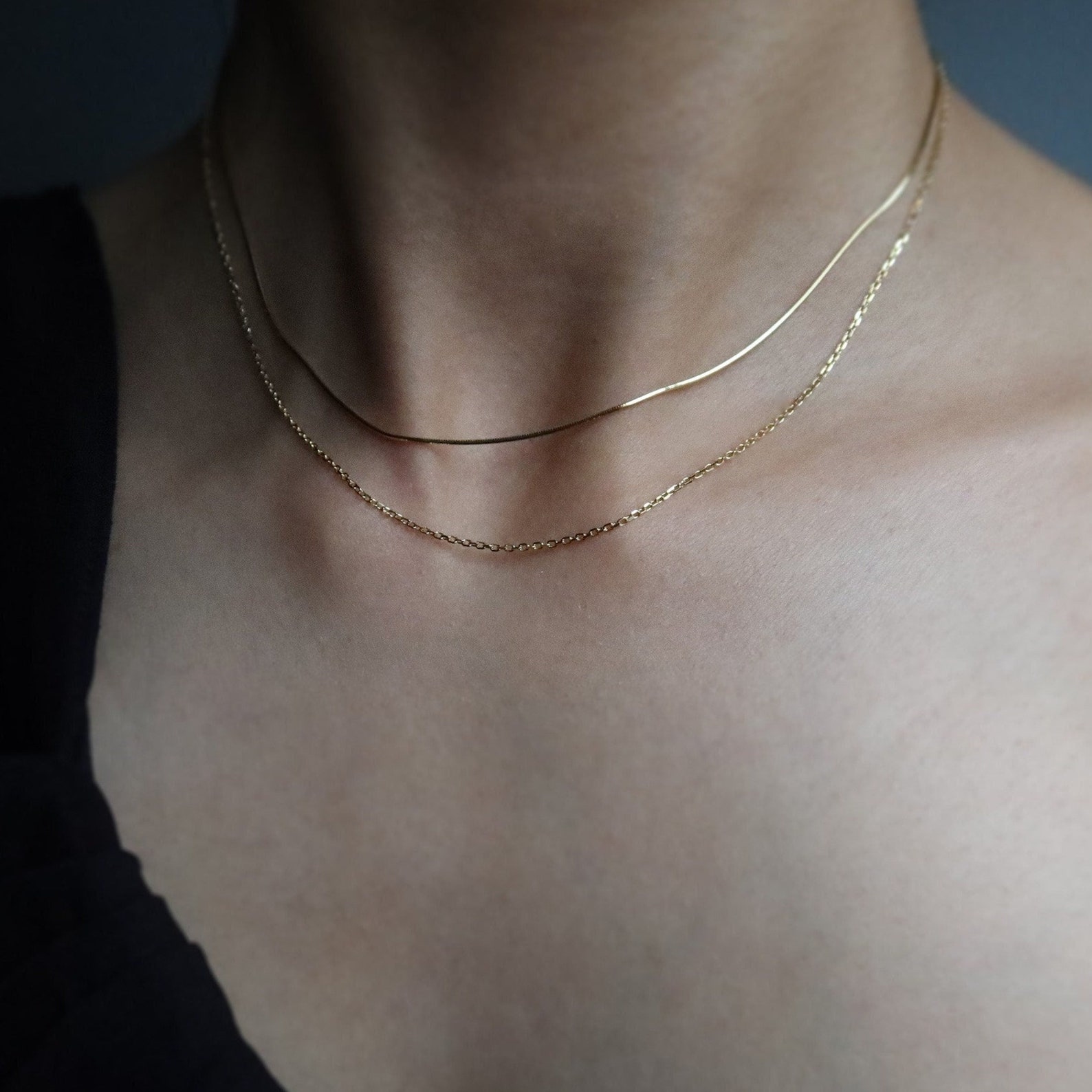 Leah 2 Line Necklace, Sterling Silver, Silver Necklace, Dainty Layering ...