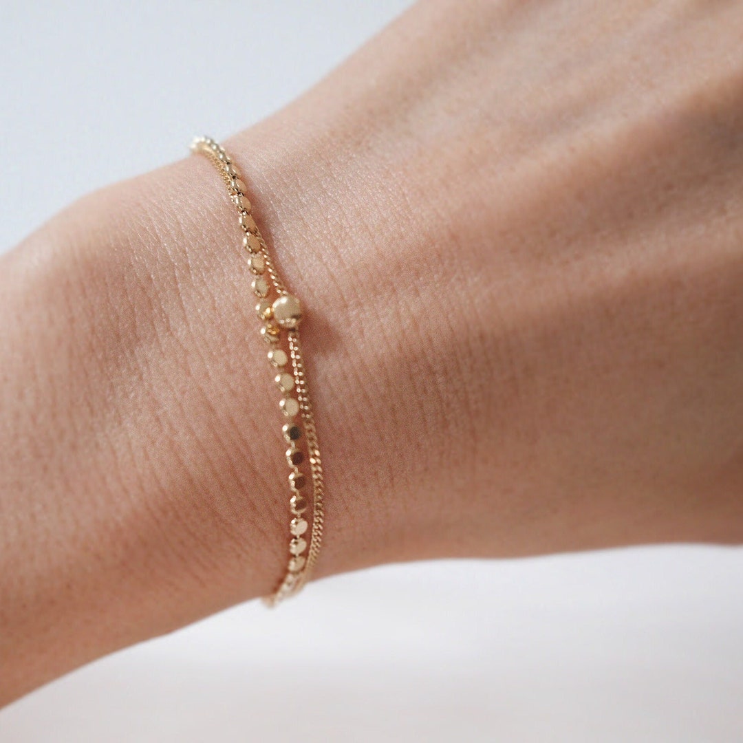 Ella Bracelet, Sterling Silver, Double Chain Bracelet, Chain Bracelet, Simple Bracelet, Silver ...