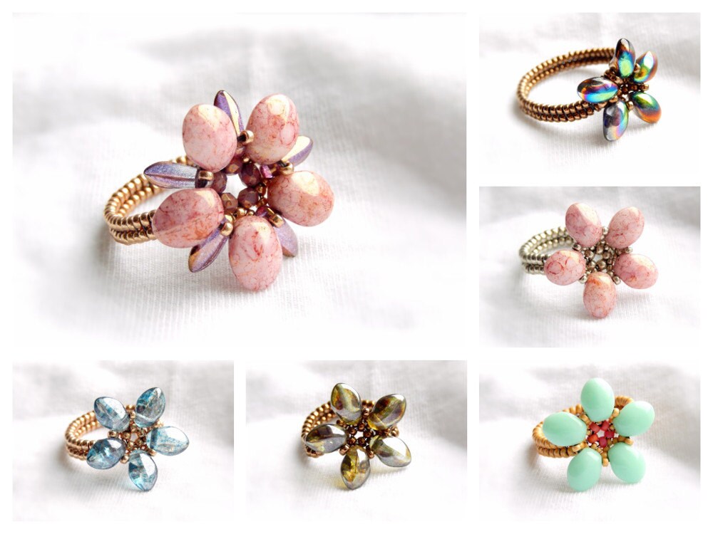 Flower Ring Beading Tutorial - Etsy