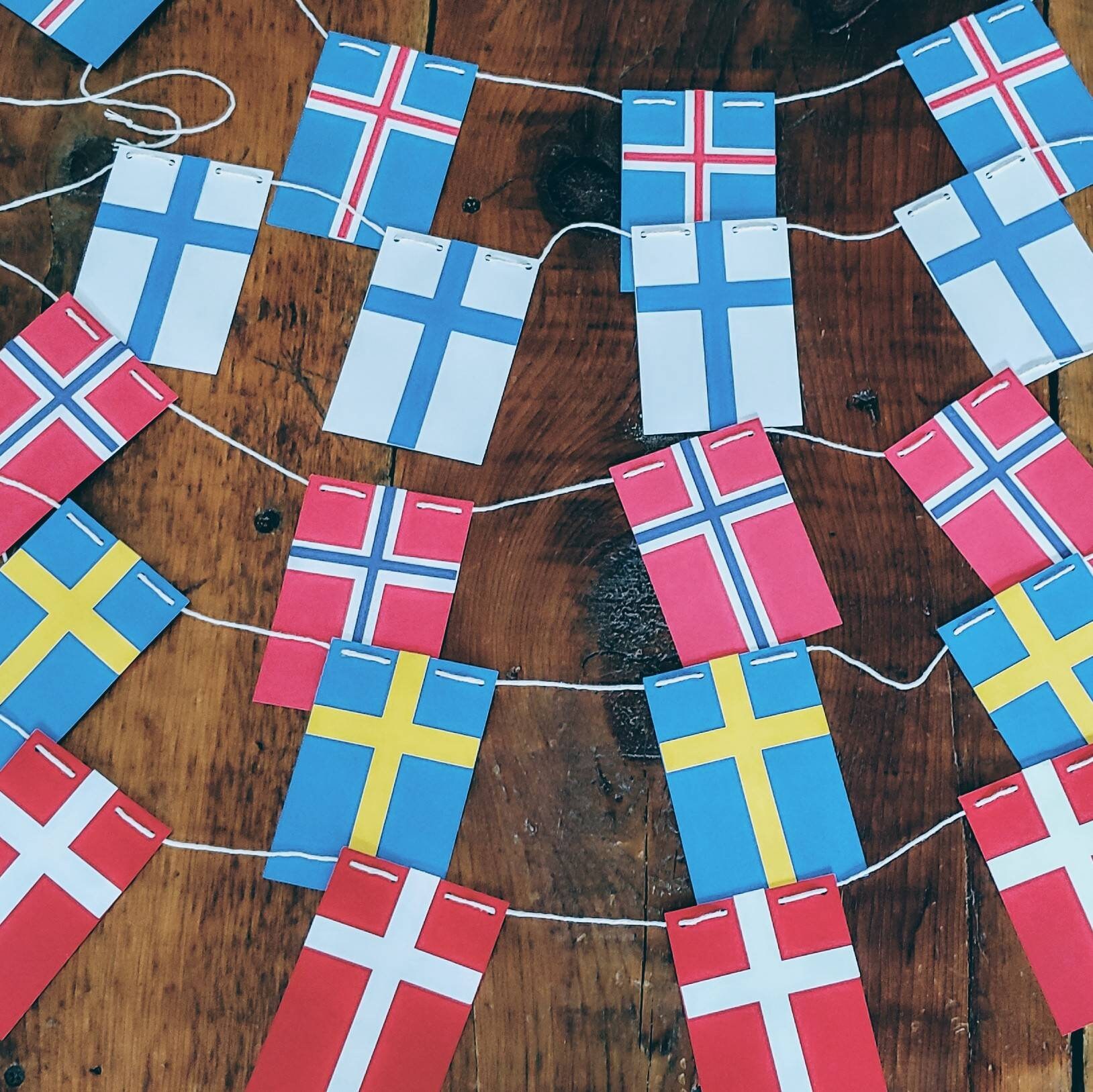 Finnish Flags Garland or Scandinavian Nordic Traditional Paper Bunting ...