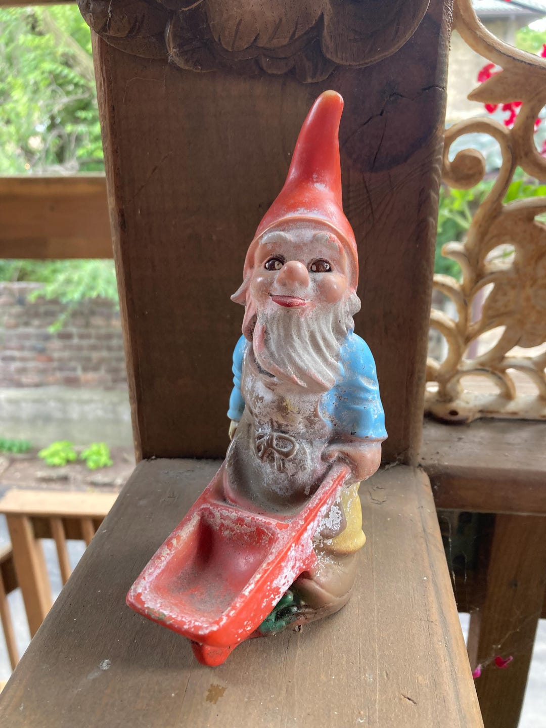 Vintage Plastic Garden Gnome With Wheelbarrow 6 P1953 - Etsy