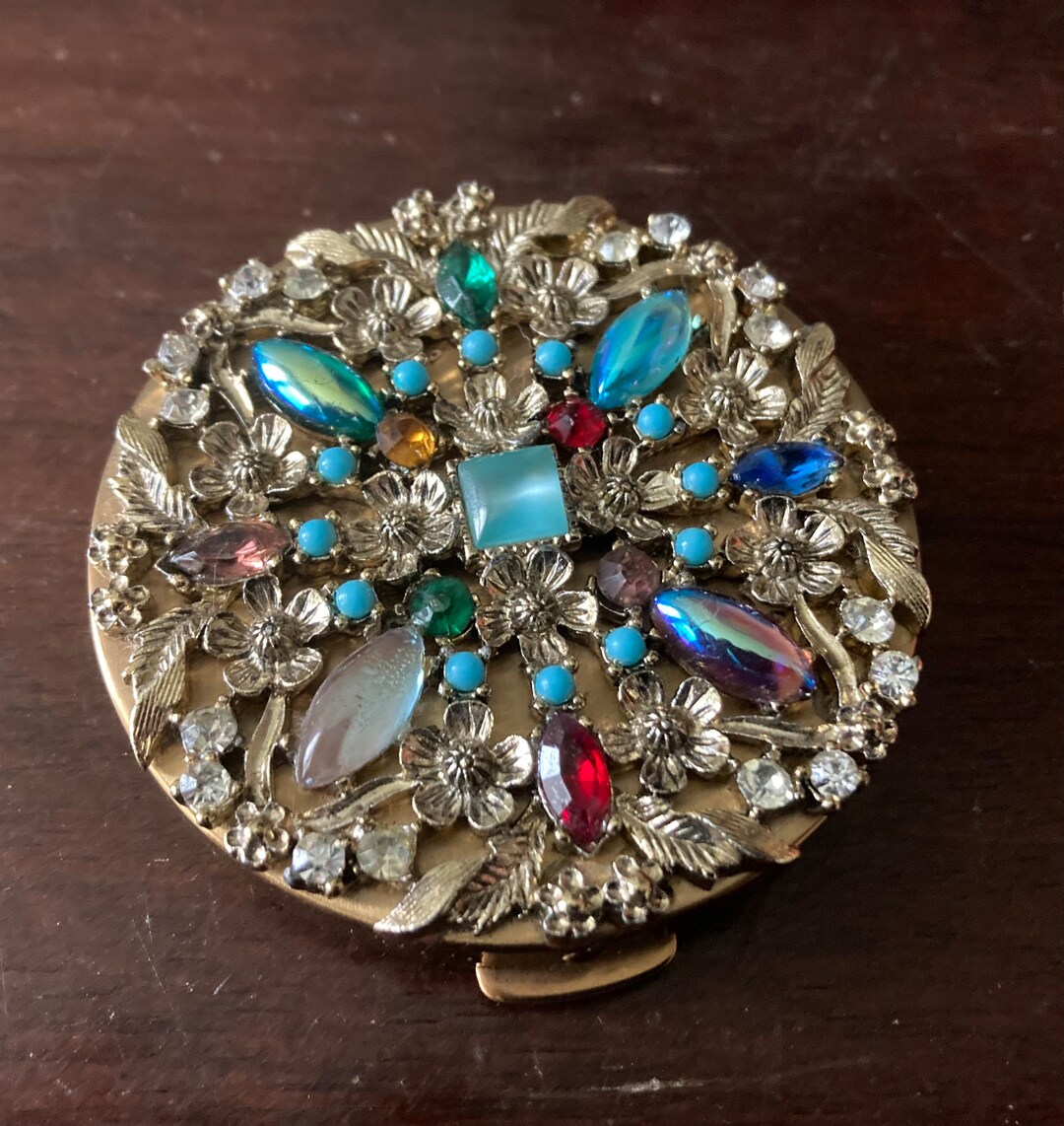 Vintage Sam Fink S.f.co. 5th Avenue Jeweled Rhinestone Pressed Powder ...