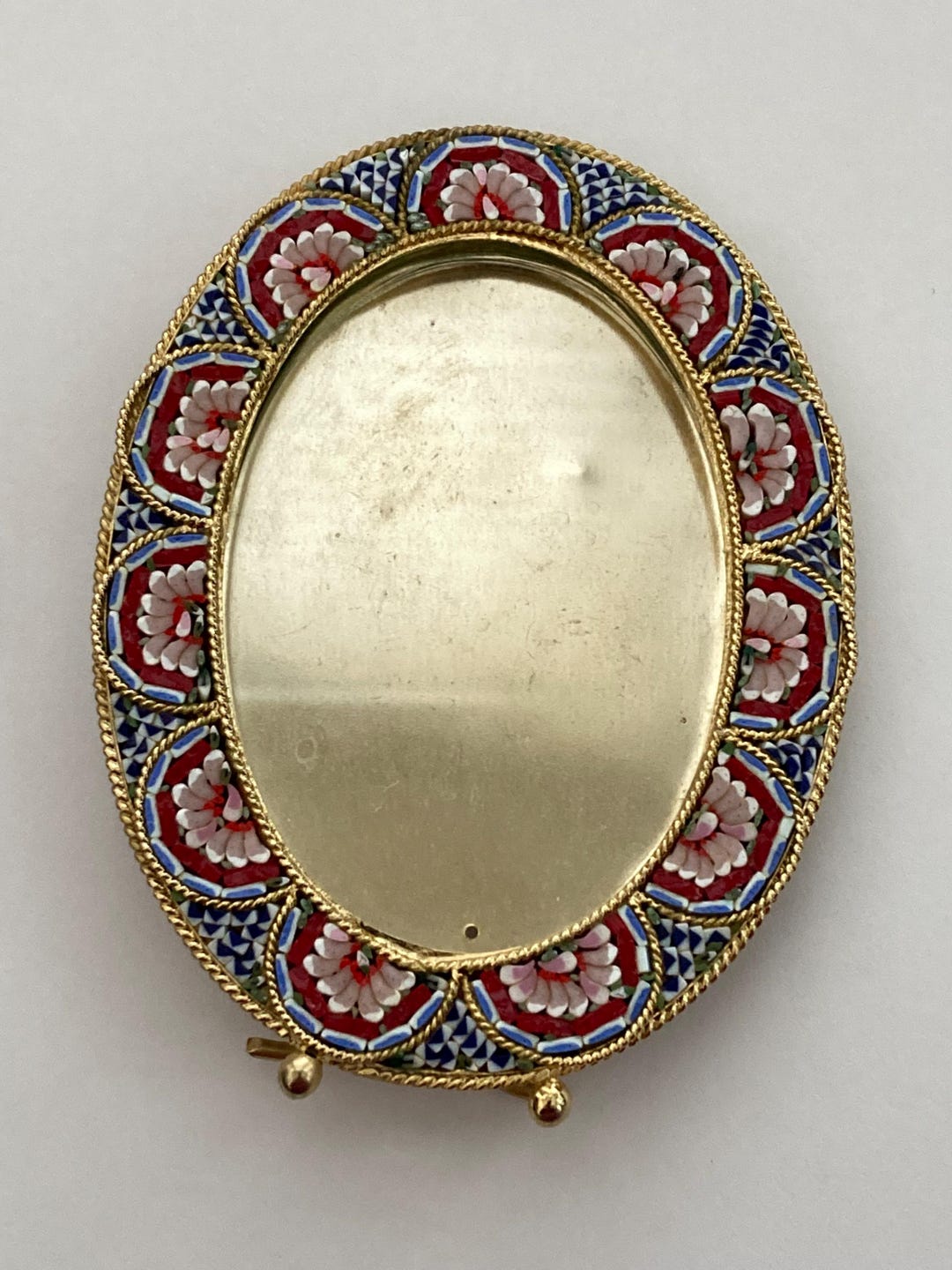 Vintage Micro Mosaic Millefiori Italian Small Oval Picture Frame 4 X 3 ...