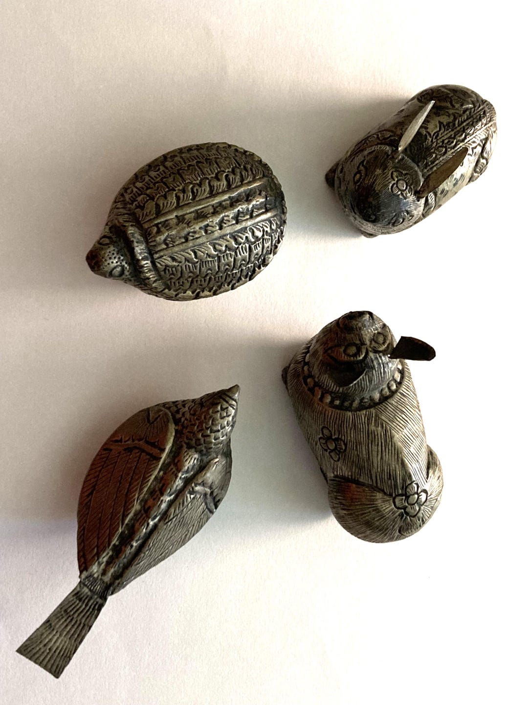 Lot of Four Vintage Cambodian Silver Repousse Animal Nut Boxes - Etsy