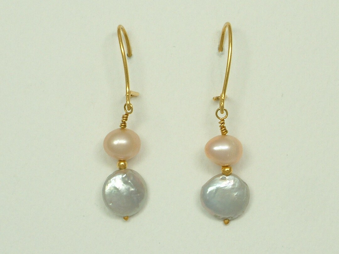 Gold Hanging Earrings With Pearls - Etsy