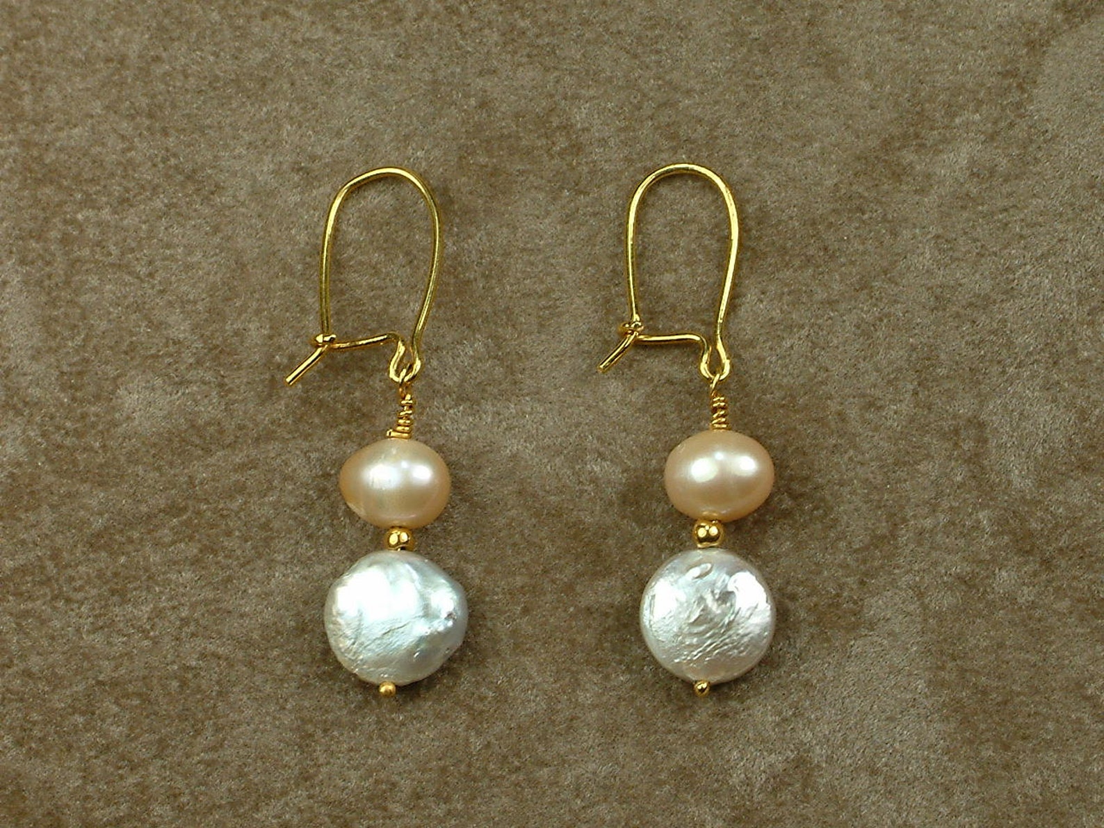 Gold Hanging Earrings With Pearls - Etsy