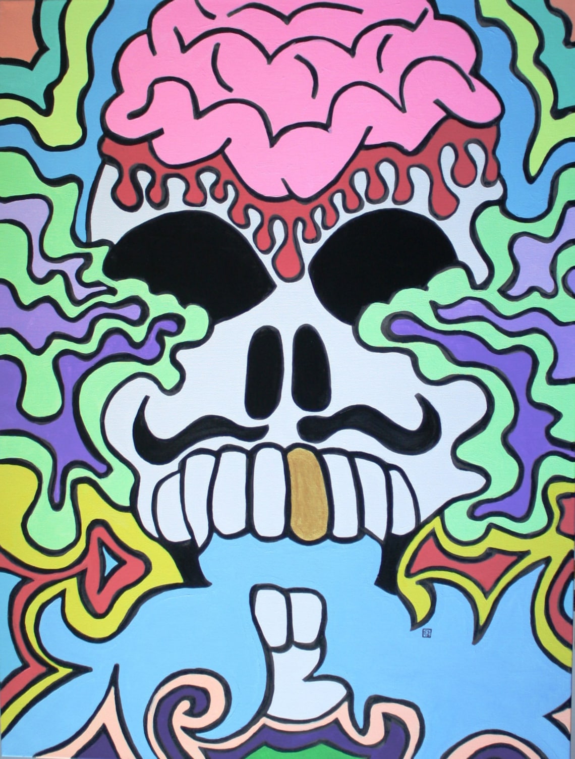 Hand-painted Original Psychedelic exploding Skull Pop-art, Street-art ...