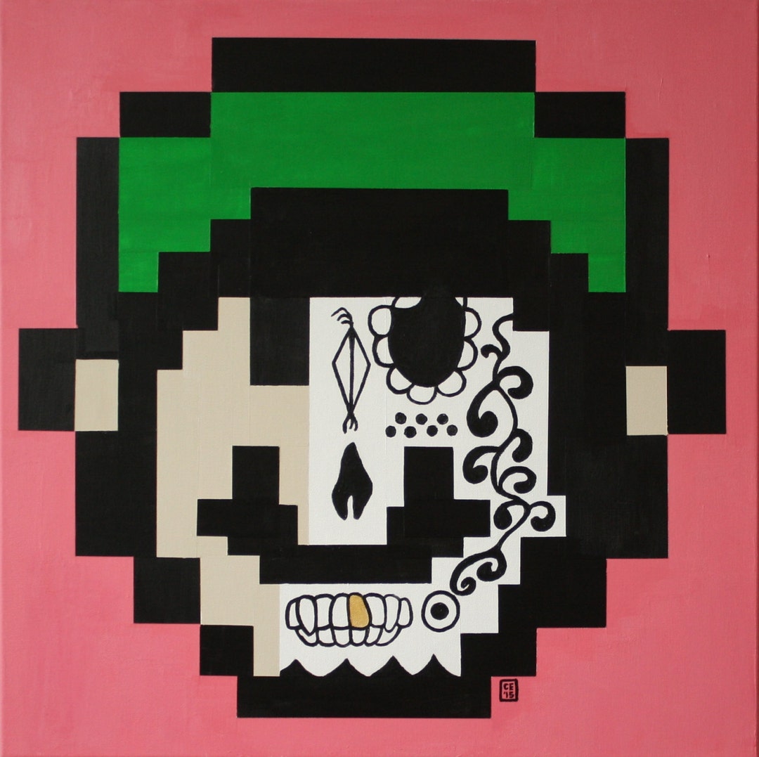 Hand-painted Original Luigi From Super Mario luertos Pop-art, Street ...