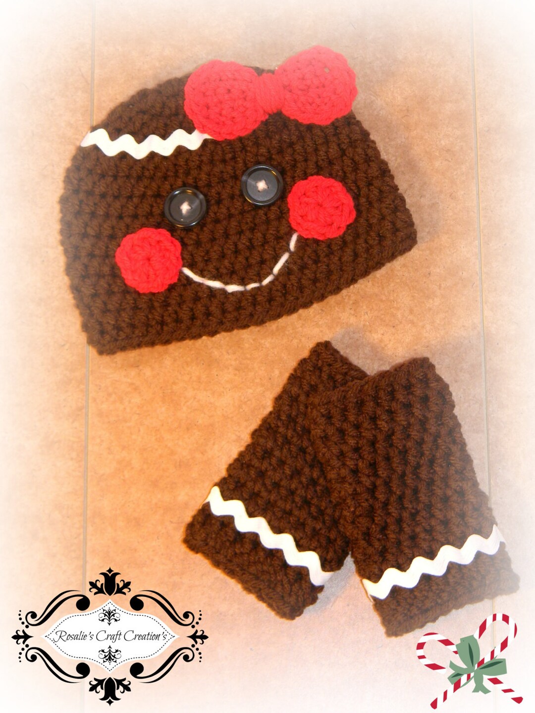 Crochet Gingerbread Girl Hat & Leg Warmer, Newborn Photoprop/outfit - Etsy