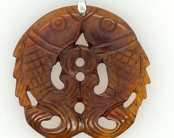 Jade Double Fish Pendant - Etsy