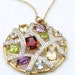 Vintage Multi Gemstone Round Pendant Necklace Sterling Silver Gold ...