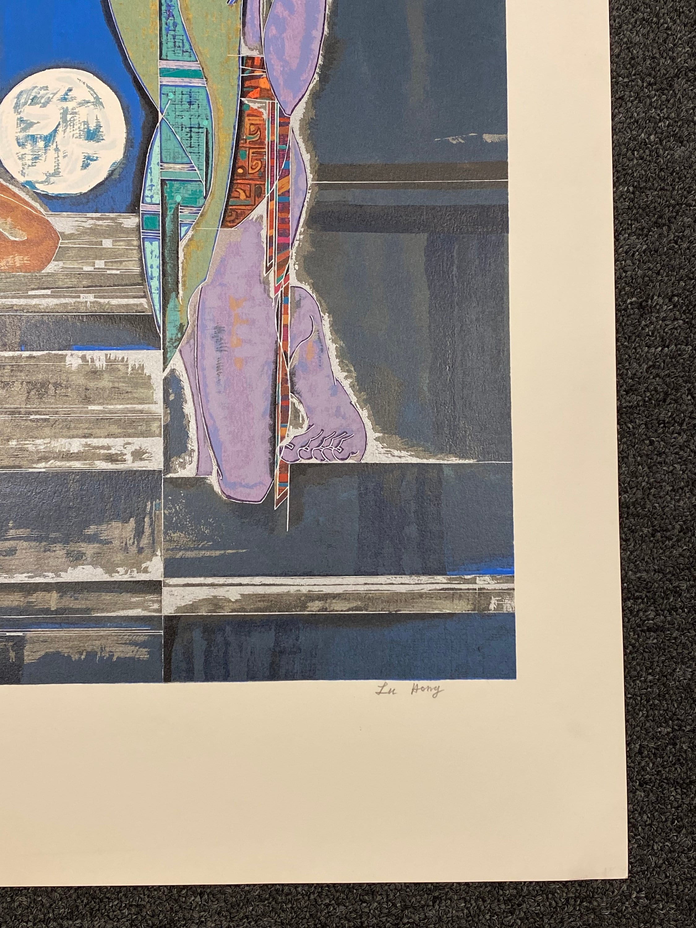 Lu Hong Full Moon and Water Abstract Serigraph Art Print AP - Etsy