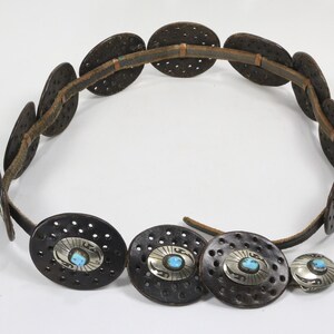 Vintage Native American Hopi Leather Silver Turquoise Concho Belt ...