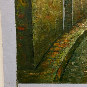 P. Hunter Oil Painting Cottage Cobblestone Street Scene Unstretched ...