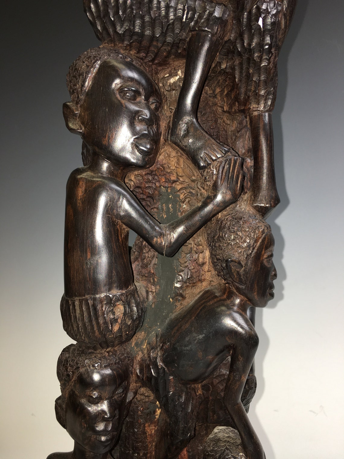 Vintage Amazing Hand Carved Wooden African Family Tree of Life Wood Art ...