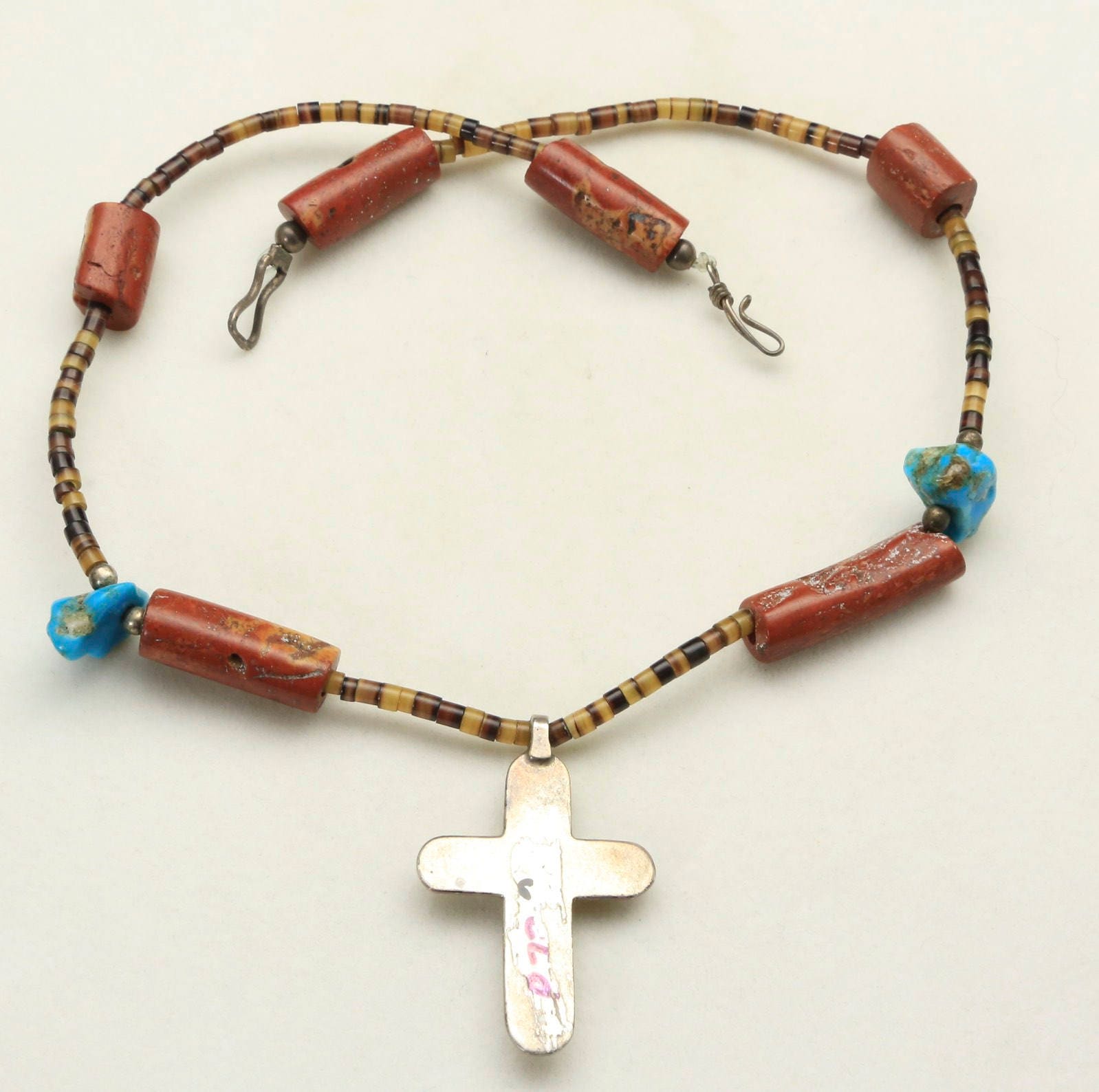 Vintage Sterling Silver & Turquoise Cross Necklace with | Etsy