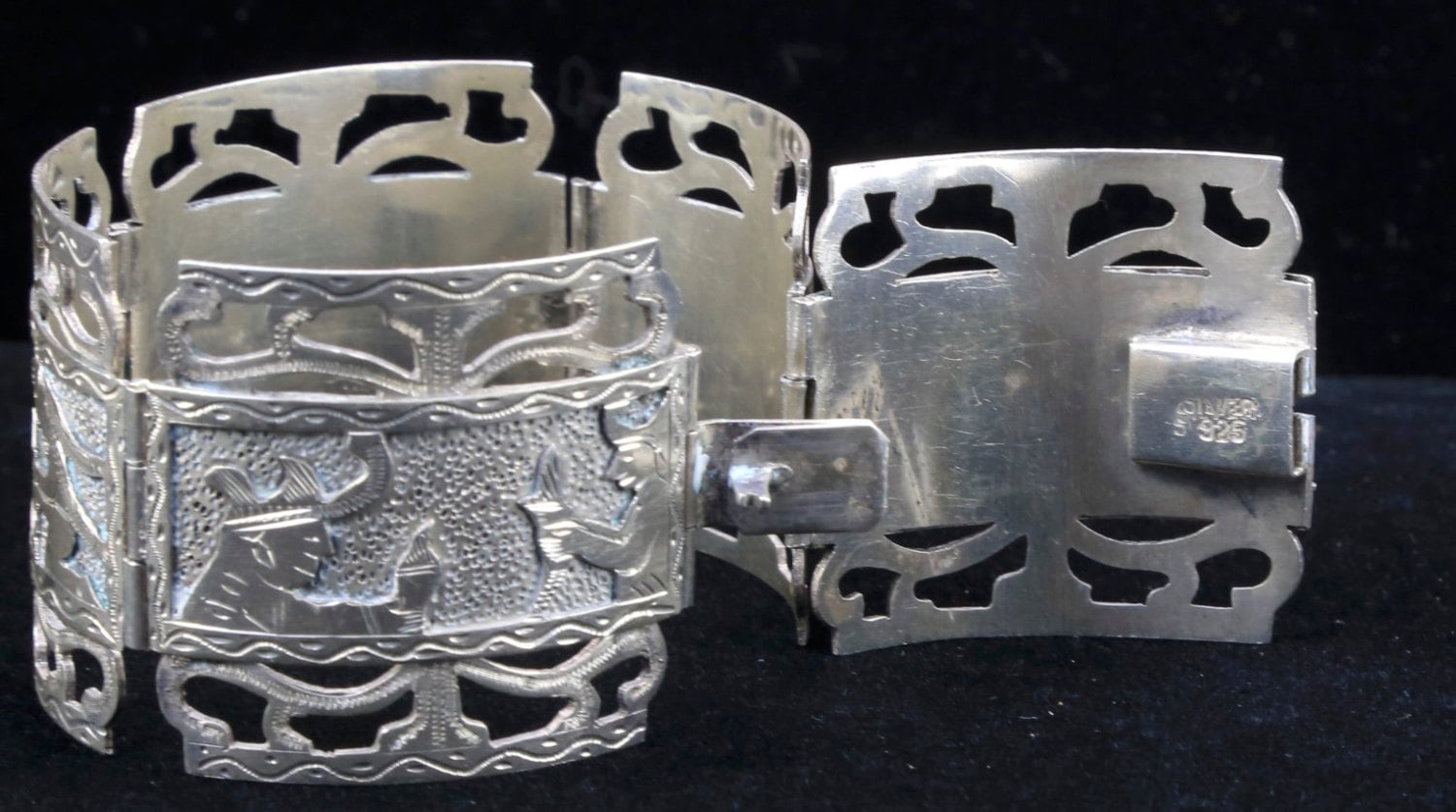 Vintage Sterling Silver Storyteller Picture Panel Bracelet - Etsy