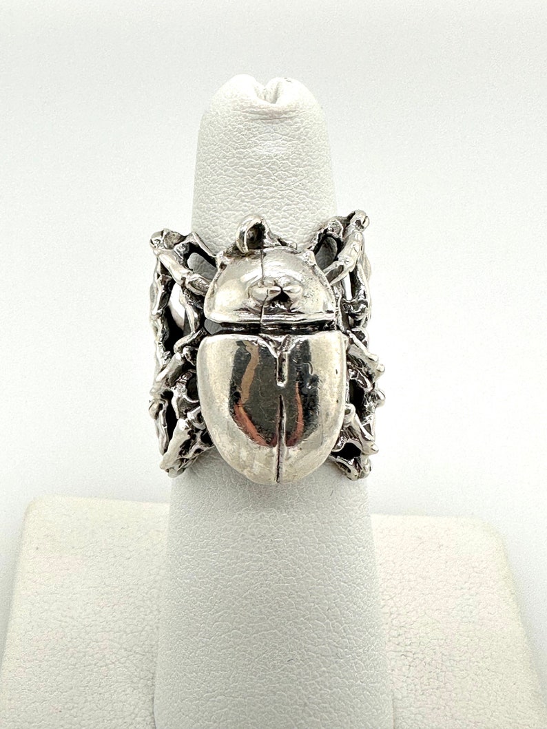 Artisan Brutalist Sterling Silver Beetle Bug Insect Ring Sz 6.25 - Etsy