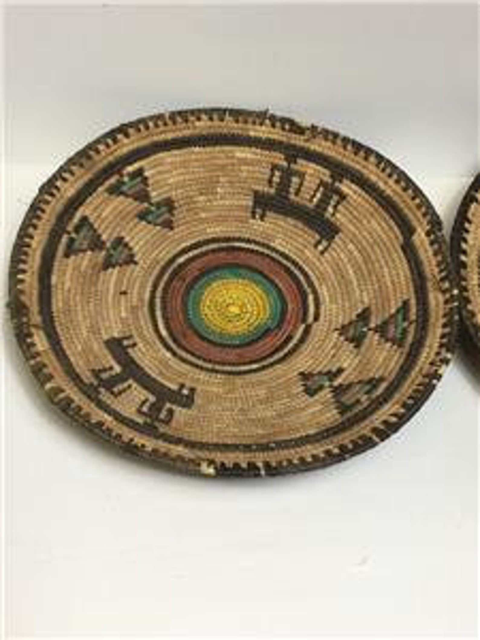 Vintage Set of 2 Nigerian African Hausa Basket Woven Coil Tray Round 12 ...