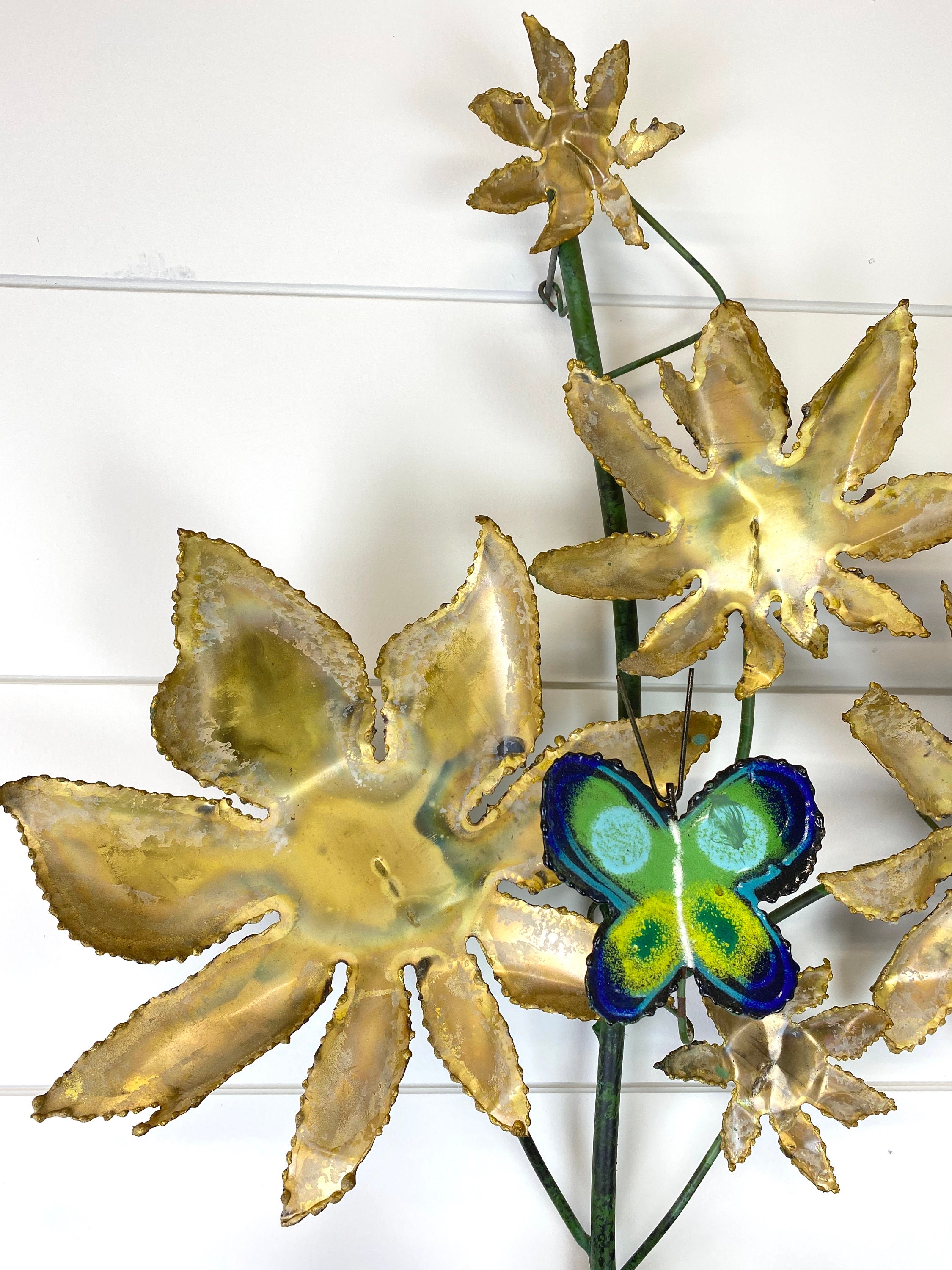 Vintage 1966 Curtis Jere Enamel Butterfly Flowers Leaves Metal - Etsy UK