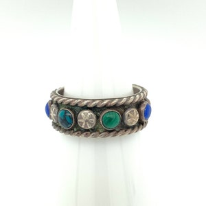 Vintage Artisan Edgar Platero Navajo Multi Stone Sterling Silver Band ...