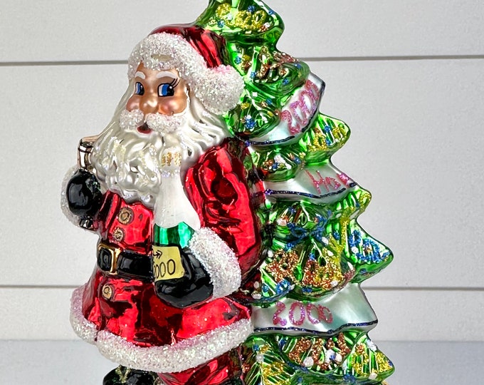 Christopher Radko 2000 MILLENNIUM CHEER Santa Glass Christmas Ornament ...