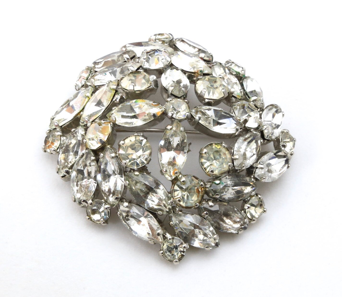 Stunning Vintage Large Weiss Dome Rhinestone Brooch Pin Signed - Etsy