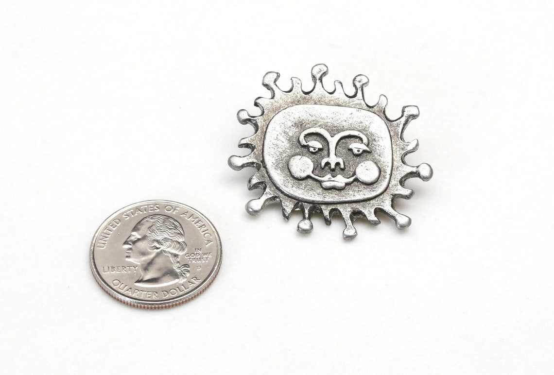 Vintage Metzke Pewter Smiling Sun Face Figural Pin Brooch - Etsy