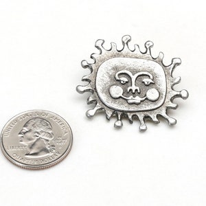 Vintage Metzke Pewter Smiling Sun Face Figural Pin Brooch Signed - Etsy