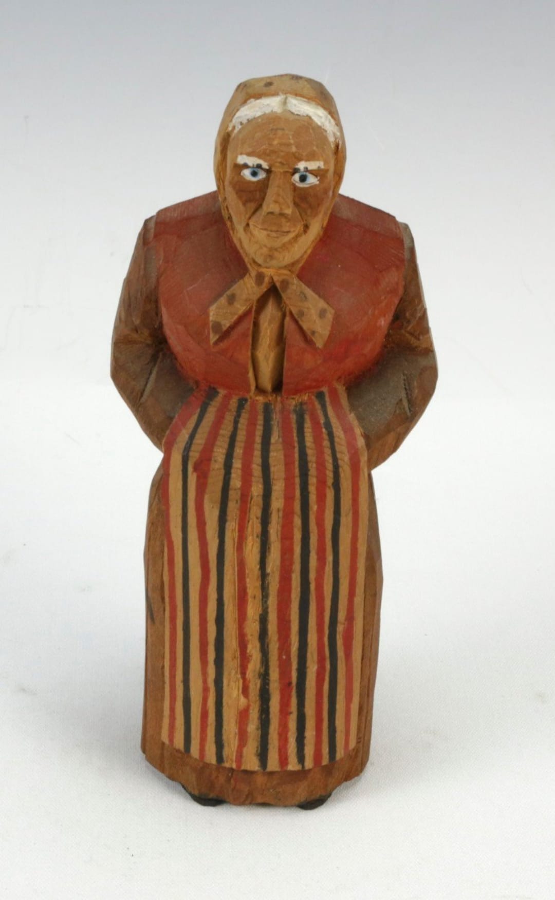 Vtg Hand-carved Wooden Wood Figure Old Woman Lady Sweden Canada Germany ...