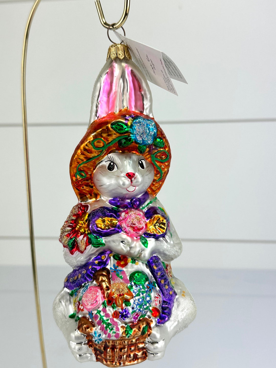 Christopher Radko ROSIE O'HARE Easter Bunny Basket Glass Christmas Ornament - Etsy