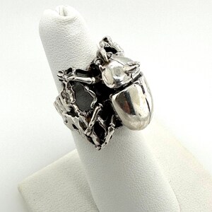 Artisan Brutalist Sterling Silver Beetle Bug Insect Ring Sz 6.25 - Etsy