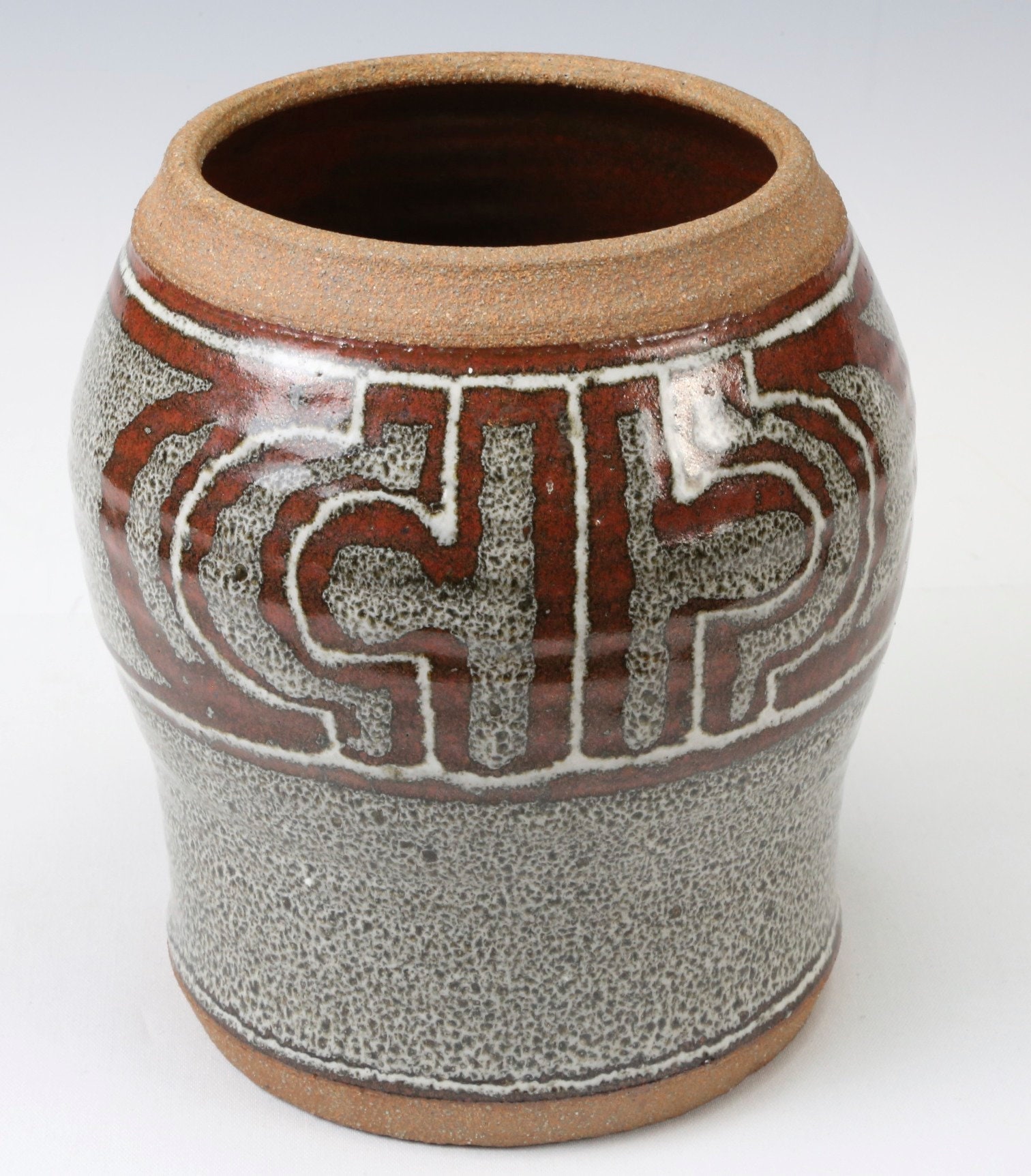 Vintage Rare Hand Thrown Wasserman Pottery Abstract Design Vase Vessel ...