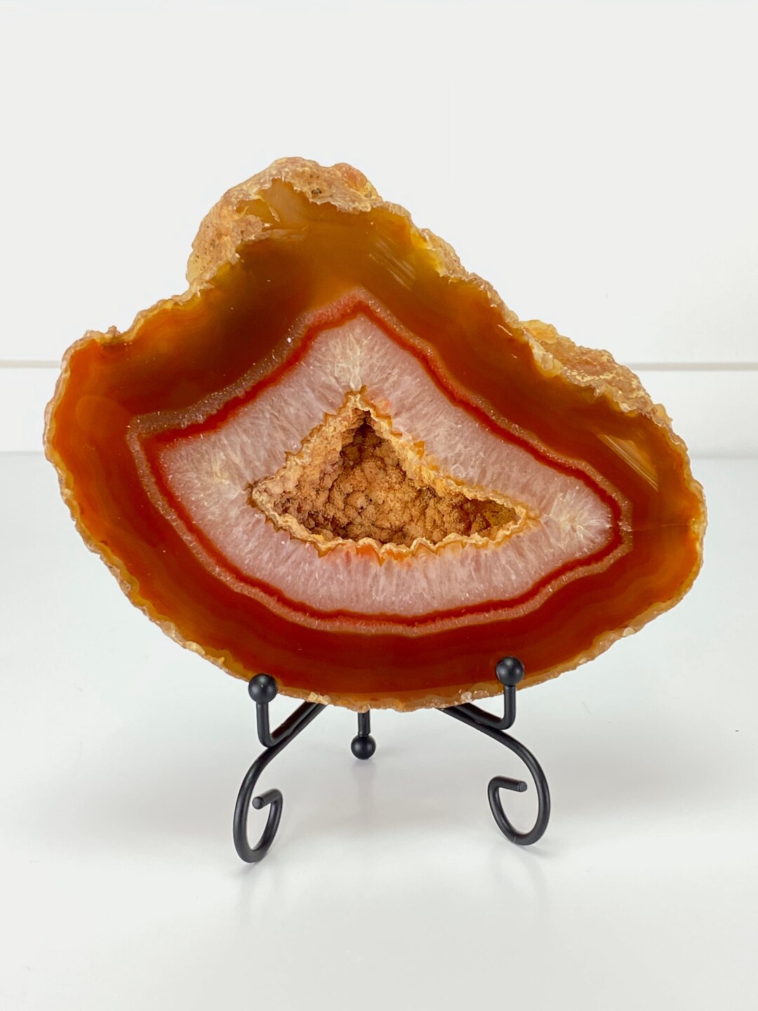 Thick Agate Geode Slab Slice Quartz Carnelian Polished Brazilian 1.4 Lb ...