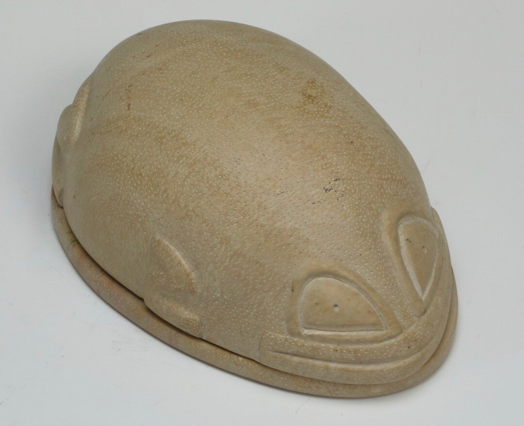 Vintage Pre Columbian Aztec Carved Soapstone Frog Box Dish Egg Figure ...