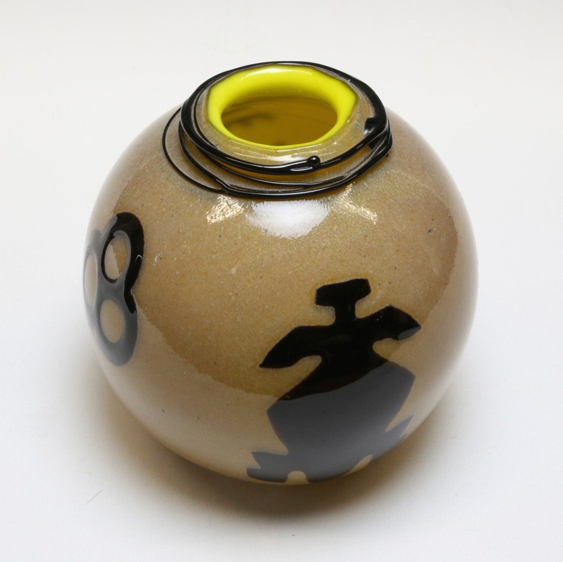 Vtg Studio Art Hand Blown Glass Vase Deer Sun Turtle MCM - Etsy