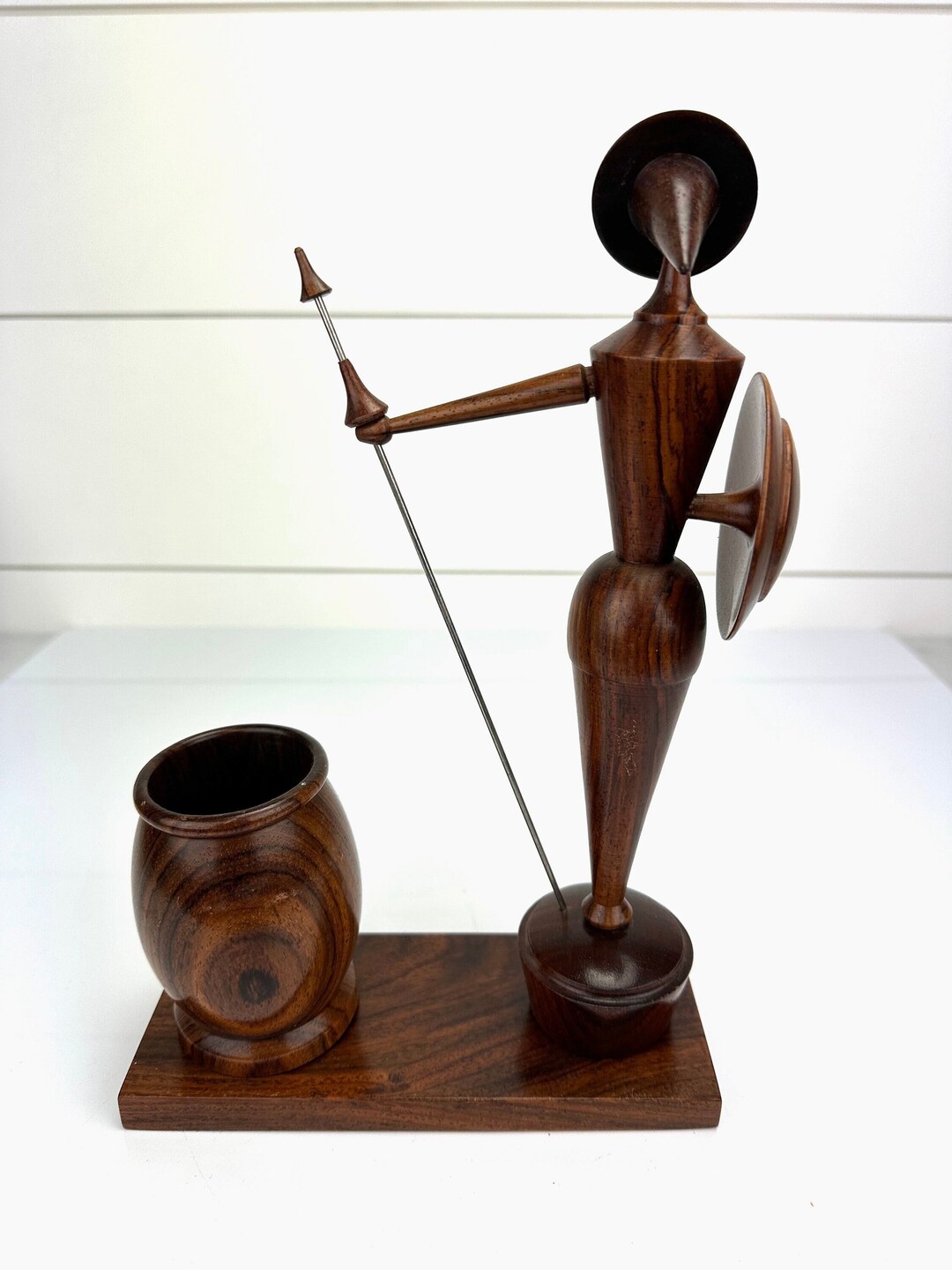 Vintage Carved Wood Joan of Arc Cup Pencil Holder Sculpture Figure ...