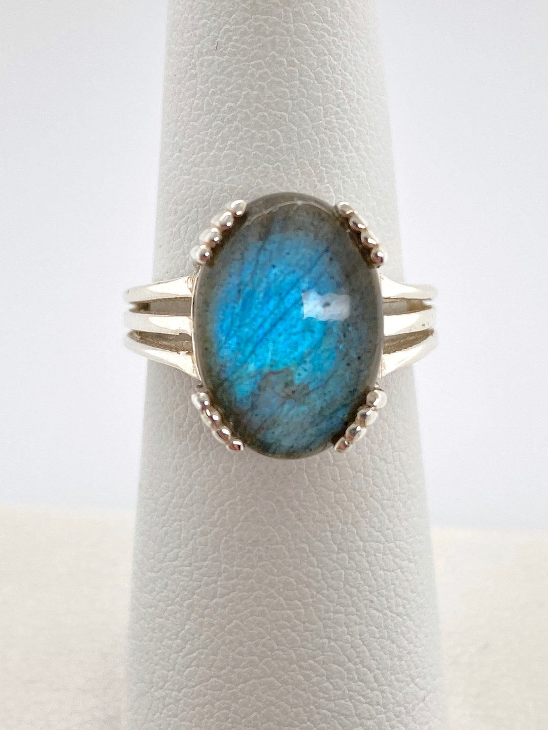 Artisan Labradorite & Sterling Silver Ring Modernist Statement Sz 6.5 ...