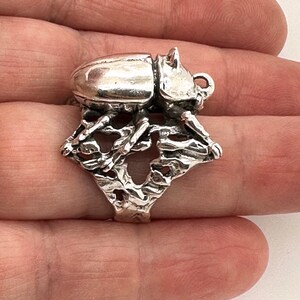 Artisan Brutalist Sterling Silver Beetle Bug Insect Ring Sz 6.25 - Etsy