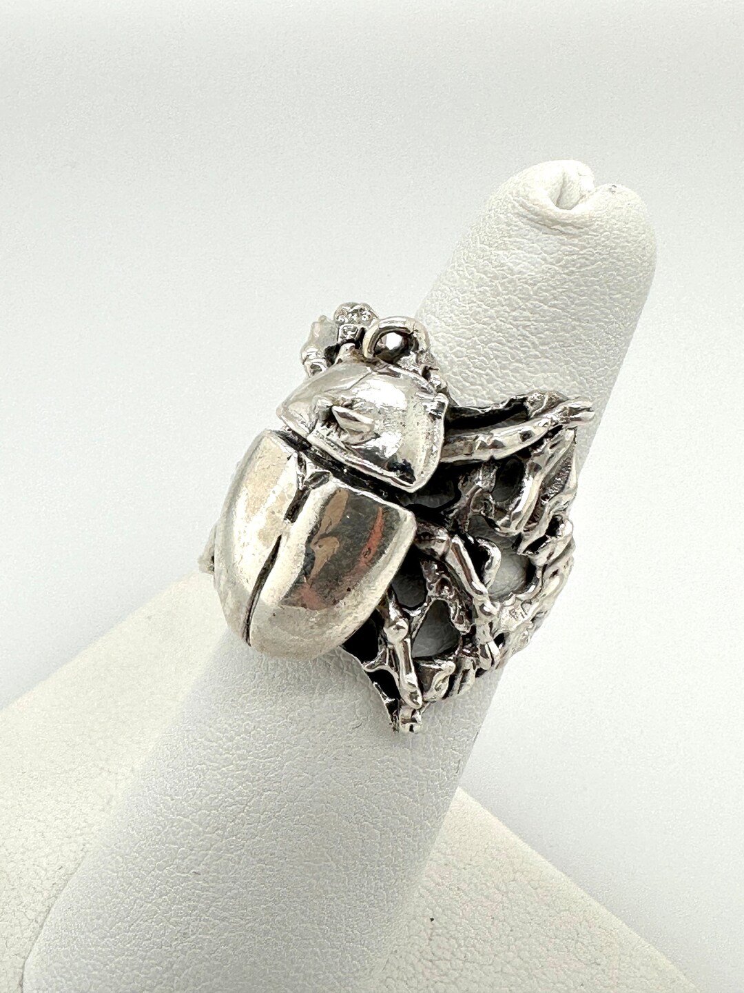 Artisan Brutalist Sterling Silver Beetle Bug Insect Ring Sz 6.25 - Etsy