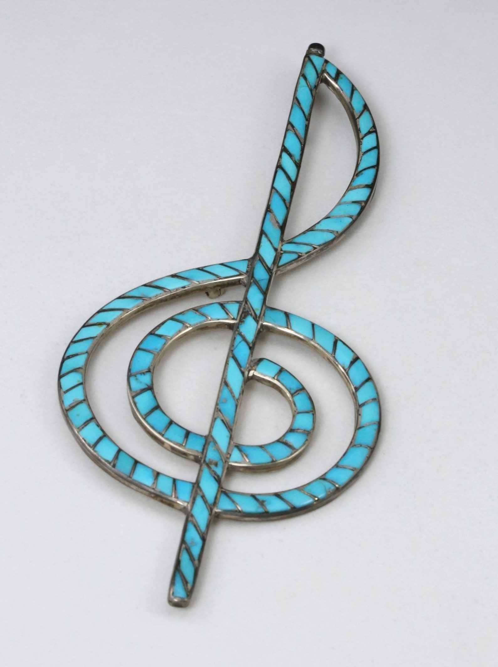 Vtg Bowannie Zuni Treble Clef Musical Note Turquoise Sterling - Etsy