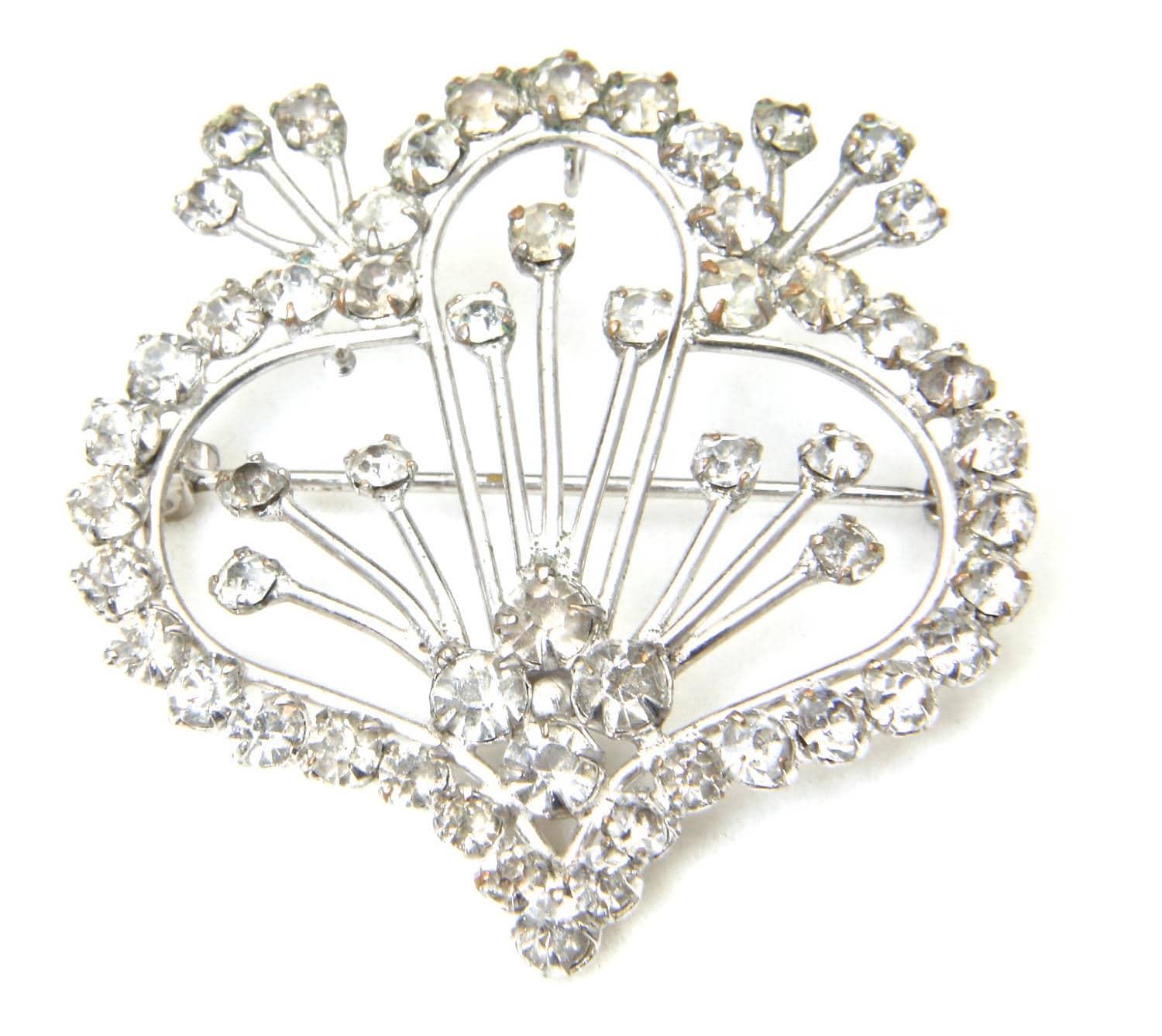 Vintage Marianne Silver Tone and White Rhinestone Brooch Pin - Etsy