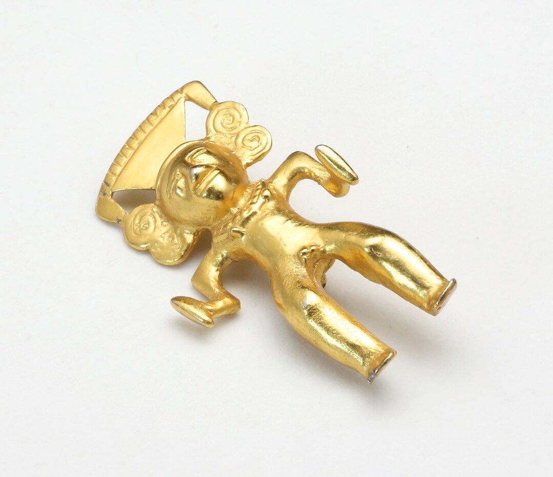 Vintage Alva Studios Mayan Aztec 3D Figural Replica Pin Brooch Gold ...