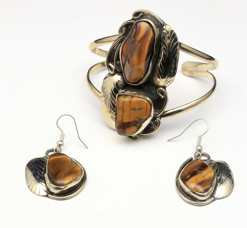 Vintage Alpaca Tigers Eye Squash Necklace Bracelet Earring Set ...