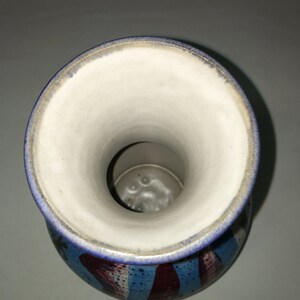 Vintage 1972 B Welsh Studio Art Pottery Vase Blue Flower Stoneware ...