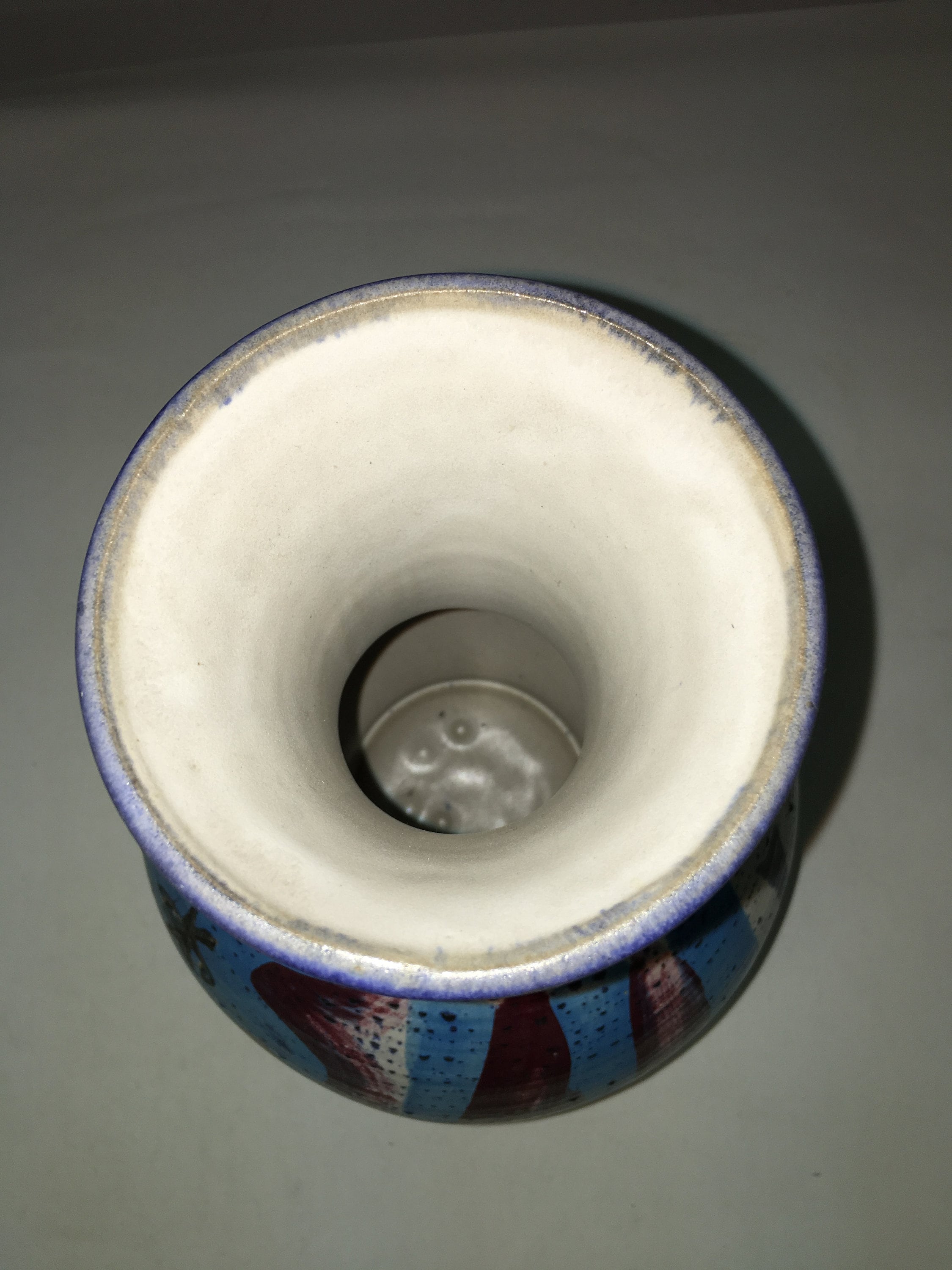 Vintage 1972 B Welsh Studio Art Pottery Vase Blue Flower Stoneware ...