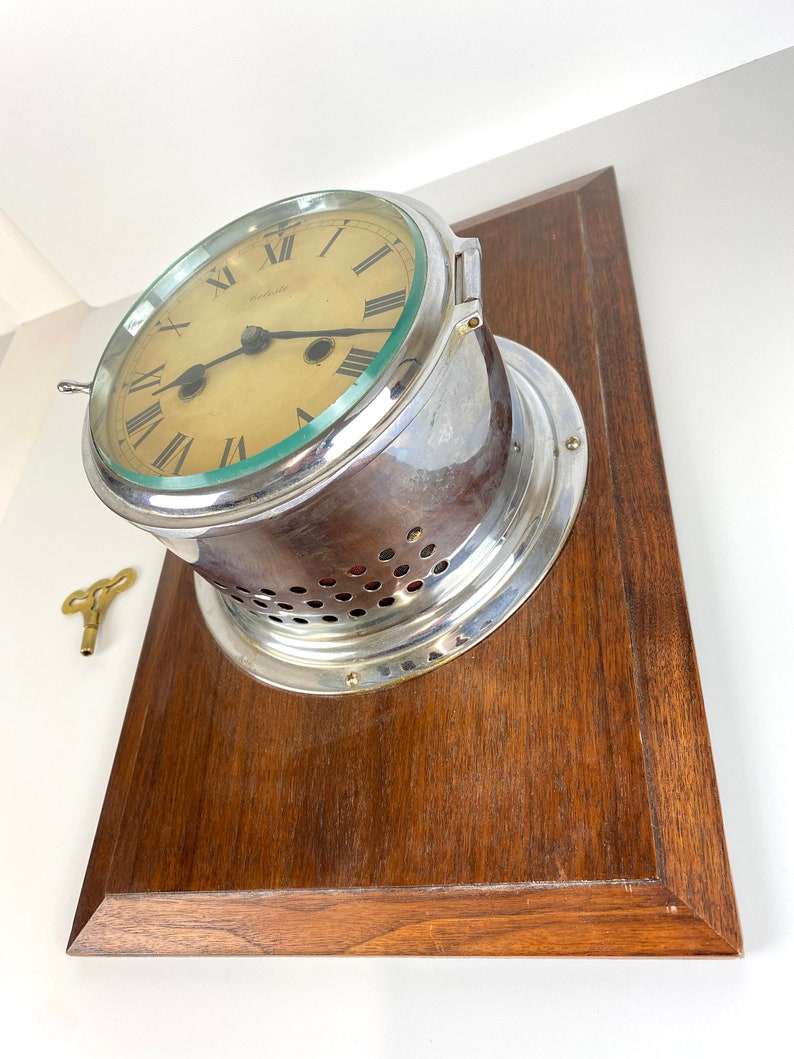 Antique Celeste Nautical Ships Clock Working Chimes Vintage Maritime ...