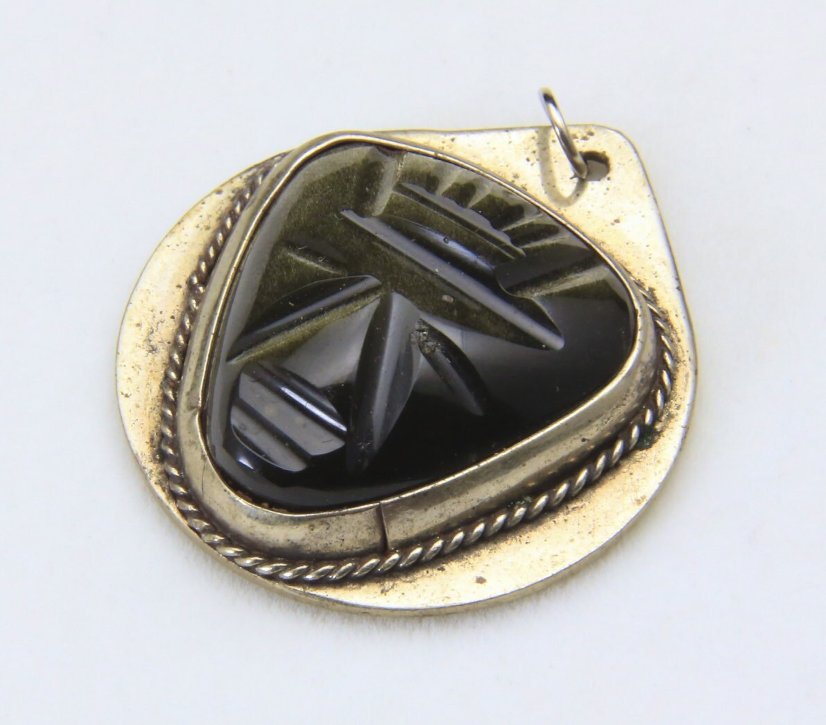 Vintage Carved Obsidian Aztec God Head Necklace Pendant Tlaloc - Etsy