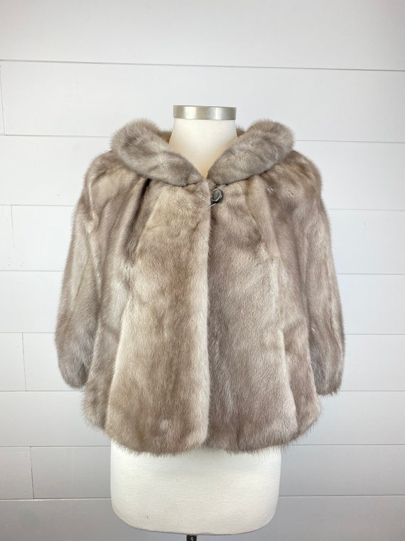 Vintage Silver Grey Mink Cape Jacket W/ Pockets Satin Lined - Etsy